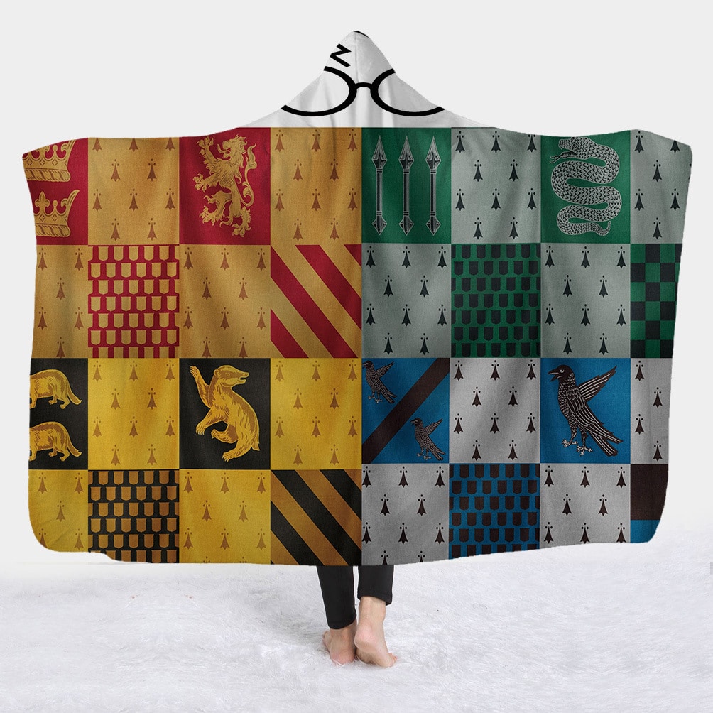 Plaid Harry Potter à Capuche des quatres maisons • Univers Plaid